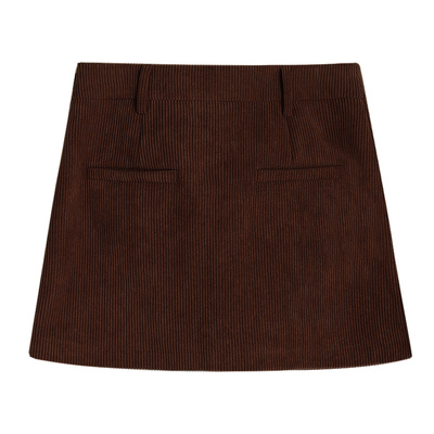 MULVAN 【现货7折】摩登画报 复古灯芯绒a字半身裙女修身超短裙