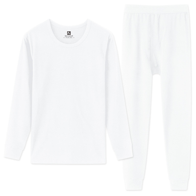 纯白色保暖上衣男棉毛衫纯棉秋衣