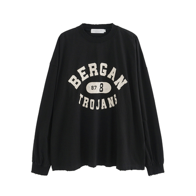 MOERSHOP 时装周lookbook 美式字母贴布绣长袖T恤女冬季慵懒上衣