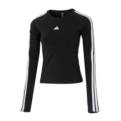 阿迪达斯女运动修身圆领长袖T恤