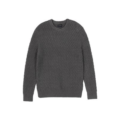 CLUB MONACO羊毛混纺男装圆领菱格绞花休闲通勤厚款针织衫毛衣