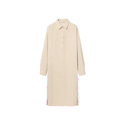白弓one piece一件式100%棉加厚长袖polo领T恤连衣裙女新款57556