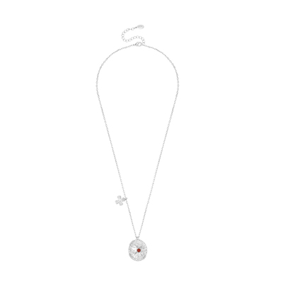 幸运寻迹幸运草圆牌红玛瑙项链女