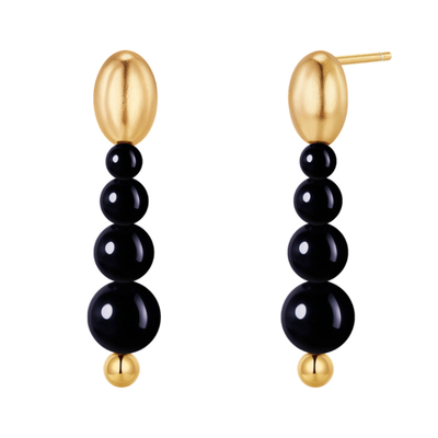 森吾《蒙苏里鸢》圆珠黑玛瑙耳钉