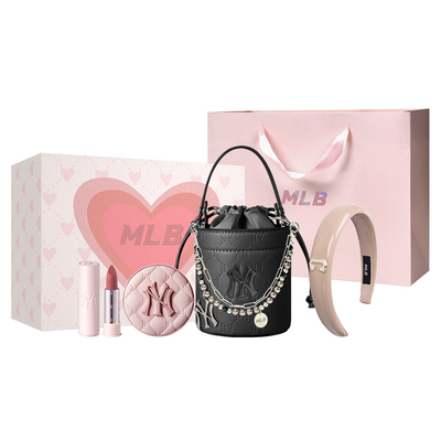 【送包链】MLB情人节限定礼盒老花水桶包遮瑕气垫口红套装送礼物