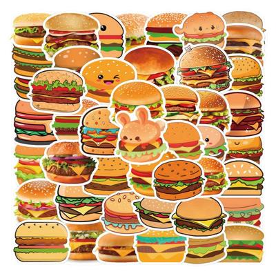 55张Hamburger汉堡薯条美食涂鸦贴纸个性笔记本电脑行李箱DIY贴纸