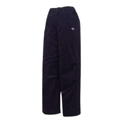 阿迪达斯女子2025宋雨琦同款灯芯绒褶皱运动裤保暖直筒长裤KS5959