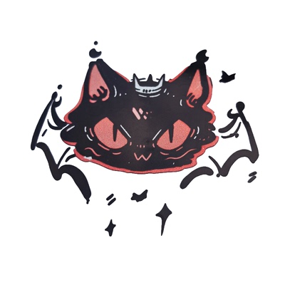 RETLPER镂空猫王吸血蝠车贴原创