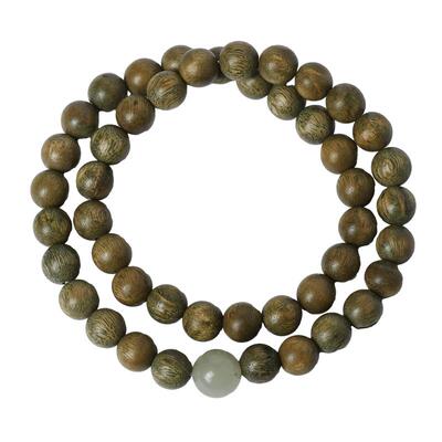 【普陀山正品】绿檀手串盘玩双圈