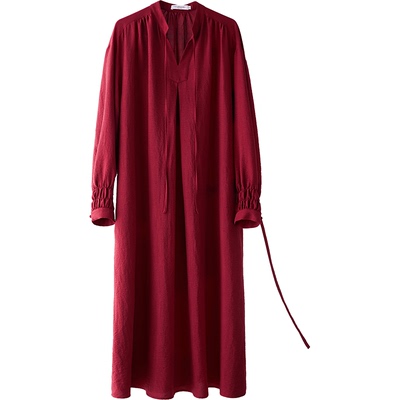 松弛感红色连衣裙宽松显瘦长裙