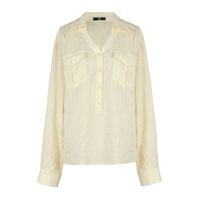 SEEKSIMPLE 莱赛尔&苎麻|宽松廓形|落肩长袖半门襟衬衫上衣