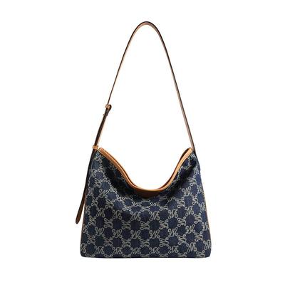 万里马丹宁HOBO包女大容量托特包斜挎牛仔老花包通勤腋下链条包