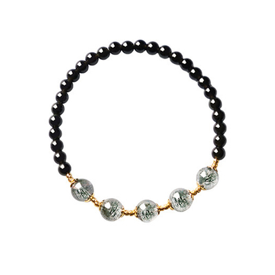 天然绿幽灵黑曜石手串