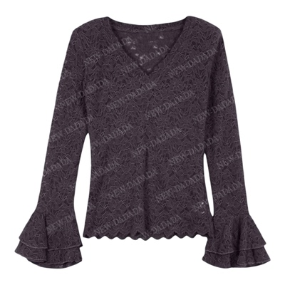 利达 NEW DADADA【尘世清欢】时尚休闲修身气质蕾丝上衣CUM2814