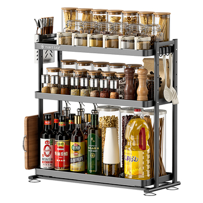 抽拉式厨房调料置物架防倾倒设计