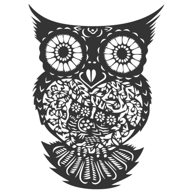 猫头鹰激光切割下料雕刻CAD平面2D图纸素材DXF代画描图案墙贴纸