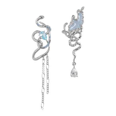 原创雾霾蓝蛇y2k辣妹耳环女