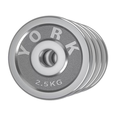 YORK电镀哑铃片小孔配重家用健身