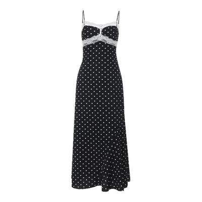 纯欲黑白撞色吊带波点连衣裙