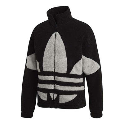 Adidas女款大logo图案羊羔毛外套