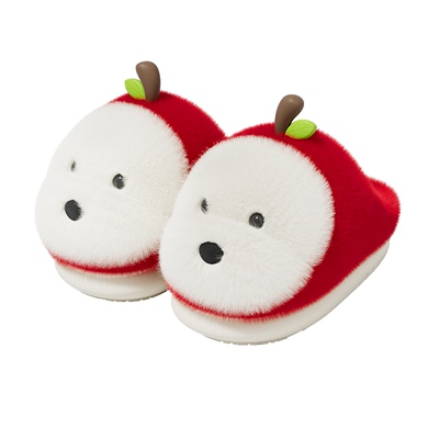 babycrayon棉拖鞋男童冬季苹果狗