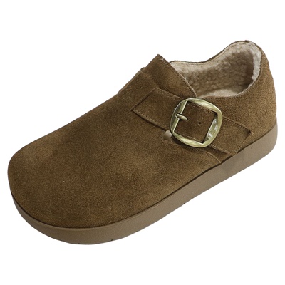 诗路花语真皮加绒保暖软底勃肯鞋