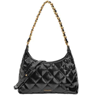 百丽小香风菱格腋下包