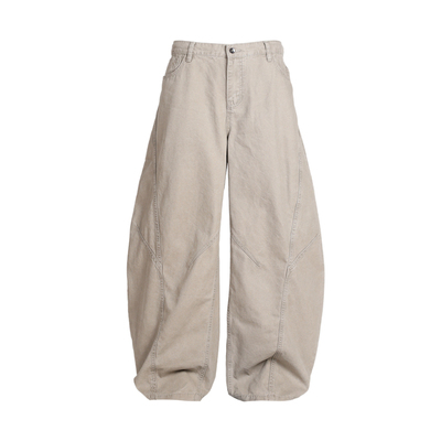 美式灰色拼接弯刀牛仔裤男潮牌春季新款宽松百搭时尚痞帅阔腿长裤