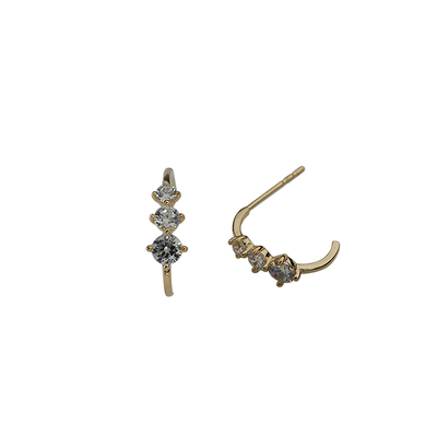 9K黄金弧形K金耳钉简约气质通勤