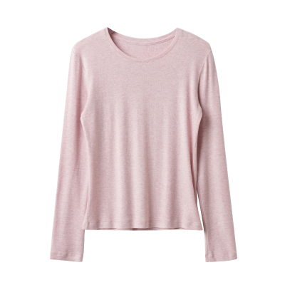 女士天丝羊毛窄边圆领长袖T恤