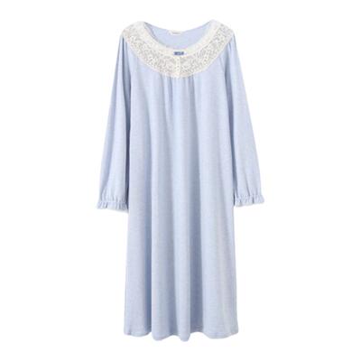 罗丝美纯棉高支秋冬长袖女睡裙