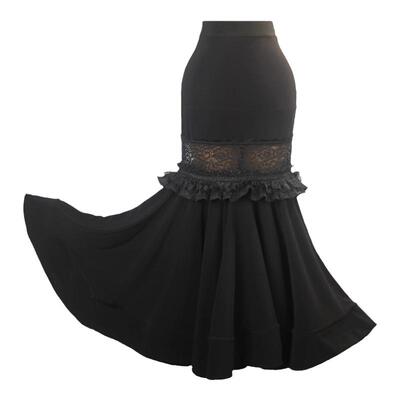 ZS摩登舞服半身成人女国标舞艺考裙舞蹈练习包臀蕾丝鱼尾长裙 M44