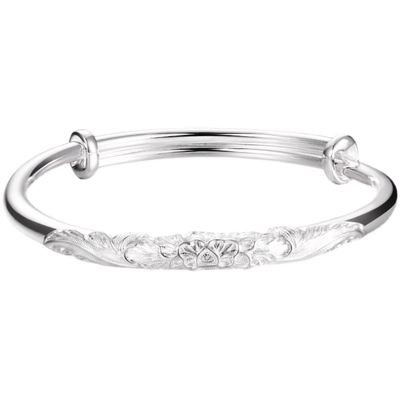 银手镯女妈妈款999纯银送母亲婆婆新年长辈生日礼物银饰足银镯子