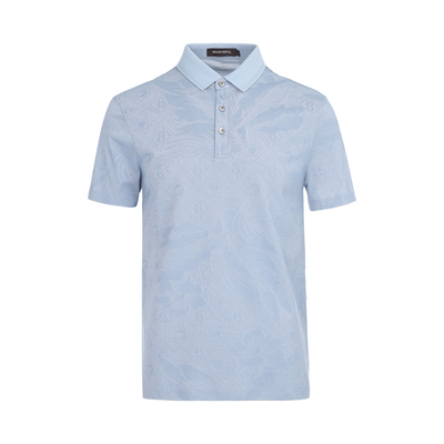 BRAUN BUFFEL/布兰施男士商务休闲翻领T恤提花时尚透气短袖POLO衫