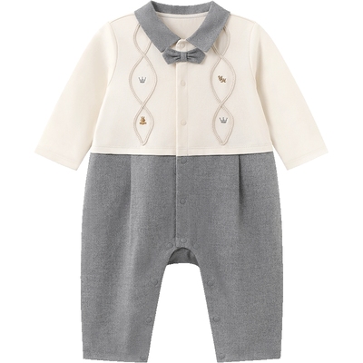 英氏连体衣假两件男童纯棉