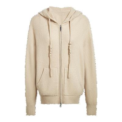 FIVE PLUS羊毛针织衫女通勤风连帽开衫毛衣卫衣款