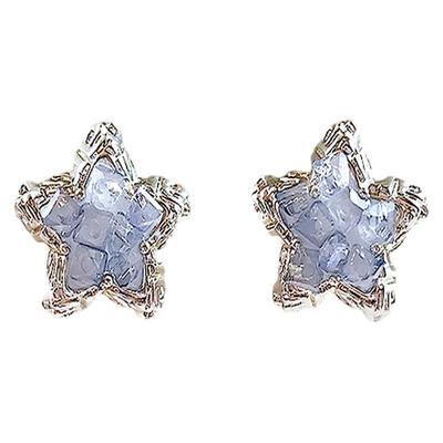 独特漂亮蓝色星星耳钉
