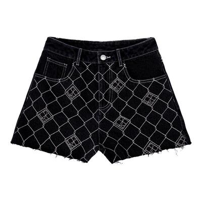 KAR PEISKOS 女士撞色菱形格绣花牛仔短裤银泰百货精品 301600