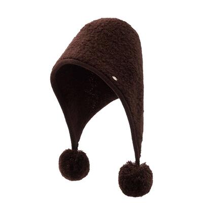 两球毛绒羊毛针织帽女大头围秋冬