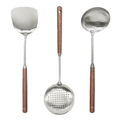 古臻匠实木锅铲锅勺漏勺炒勺汤勺套装不锈钢防烫食品级炒菜煎家用