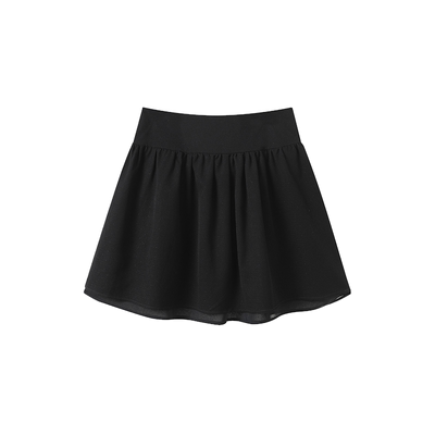 AXIA 氛围感浪漫黑色中短裙解高级感构拼接宽松A字半身裙女