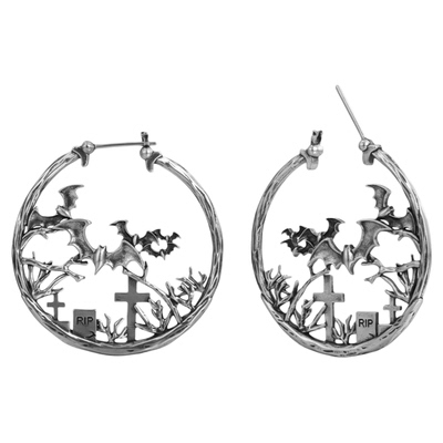 punkyouth墓园暗翼蝙蝠耳环925银防过敏哥特暗黑个性潮搭