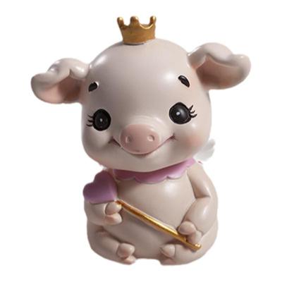 汽车摇头摆件魔法棒猪小妞红星天使翅膀宝宝猪公仔创意桌面装饰品