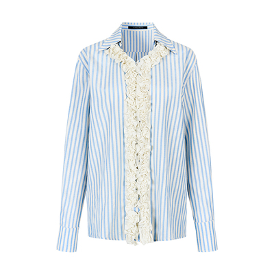 2025早秋上新上衣条纹宽松衬衫女