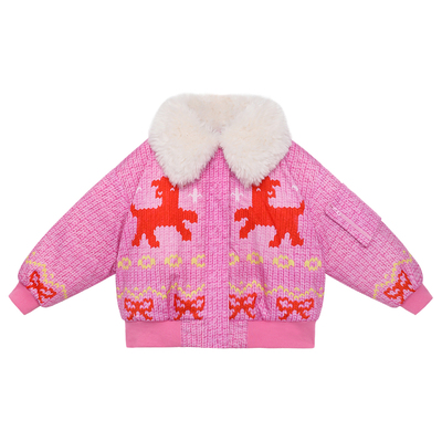 棒针灵感的小羊大豆棉服毛绒外套