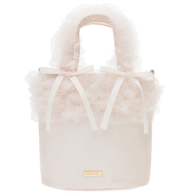 玫瑰日代 现货Maison de Fleur梦幻纱纱蝴蝶结缎面手提斜挎单肩包