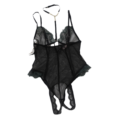 性感挂脖蕾丝连体文胸套装