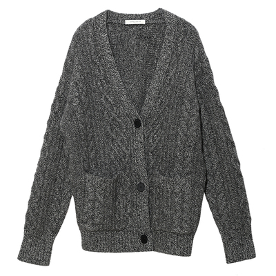 澳洲细羊毛重工绞花厚毛衣开衫