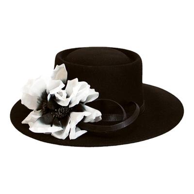 秋冬礼帽女时尚花朵毛呢帽子