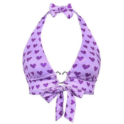 Printed Halter Strap Casual Sling印花挂脖绑带休闲修身吊带女